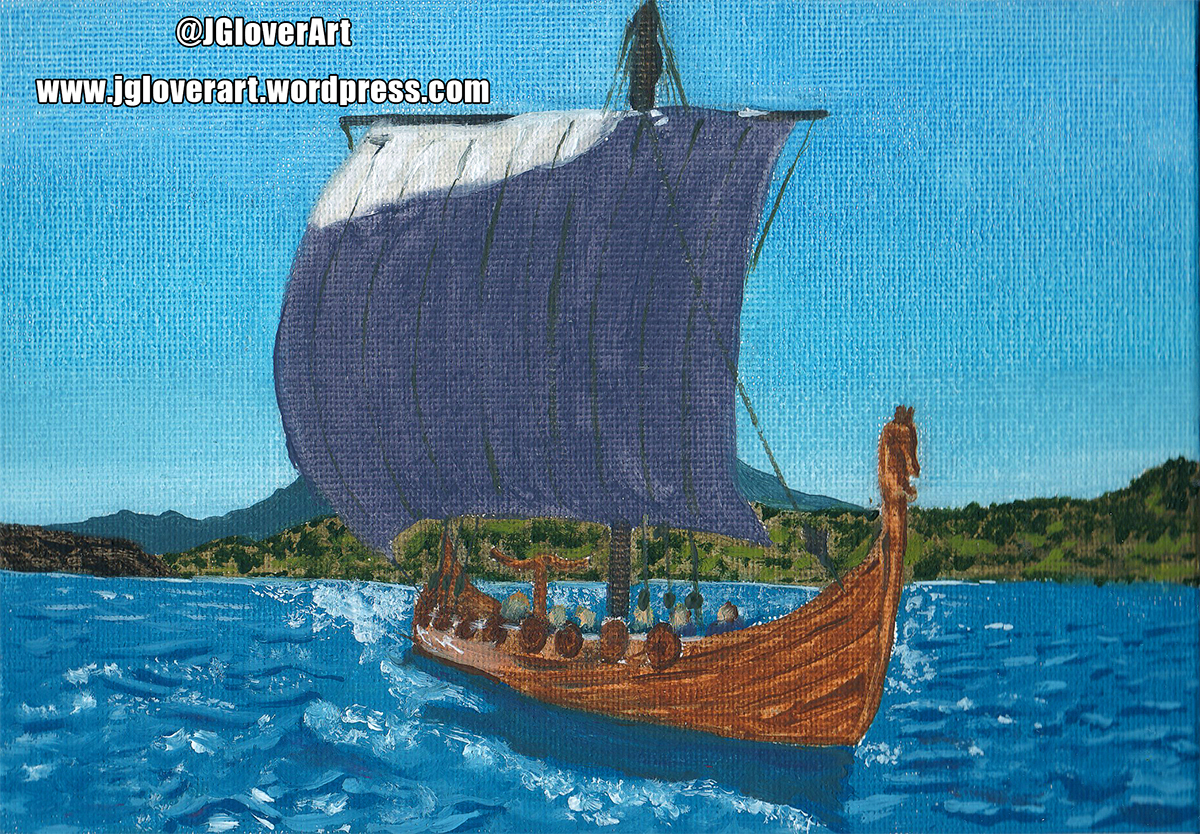 Viking Longship at Sea – Speed Paint Oil Painting Illustration ...
